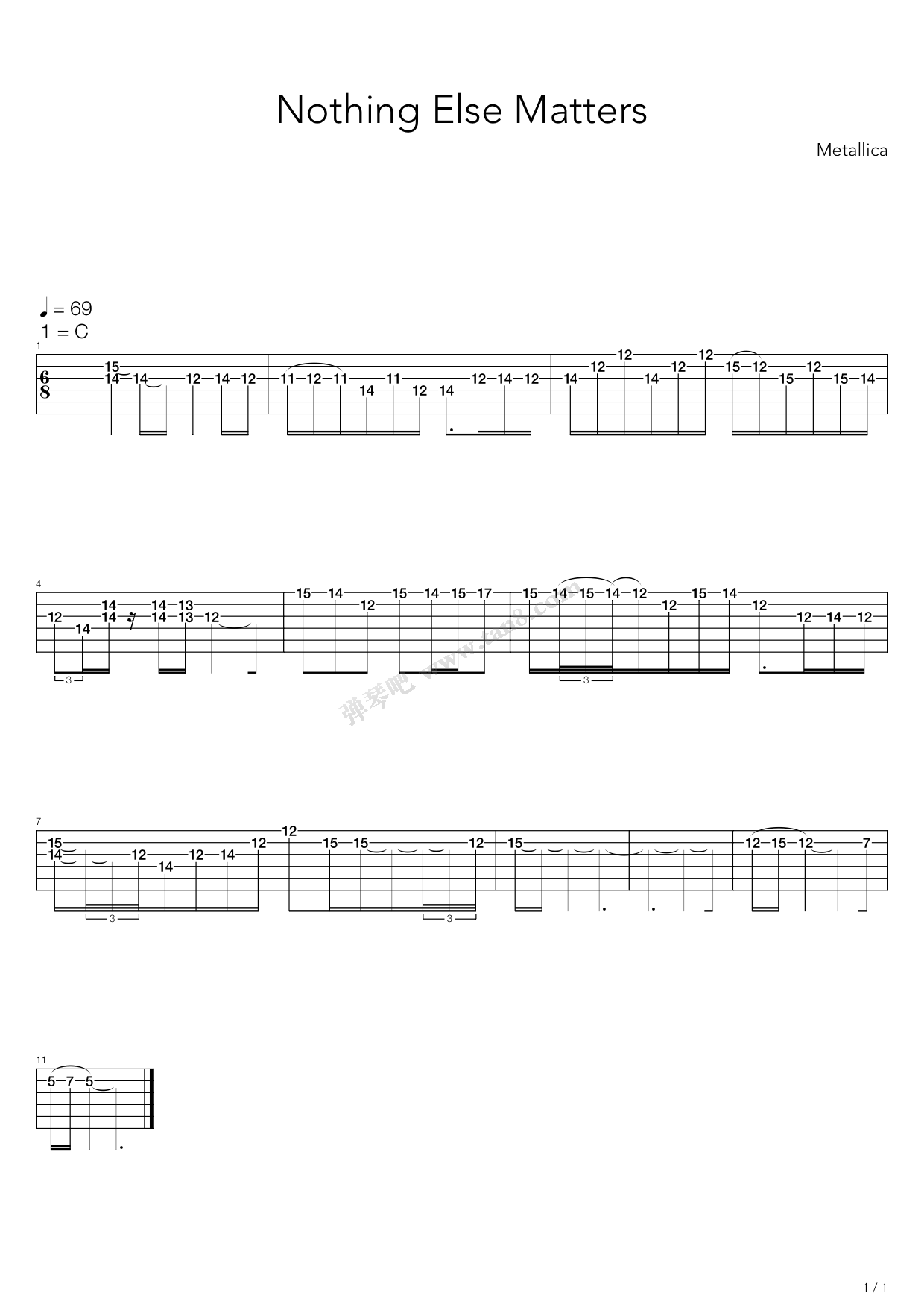 Nothing Else Matters 吉他谱-虫虫吉他谱免费下载