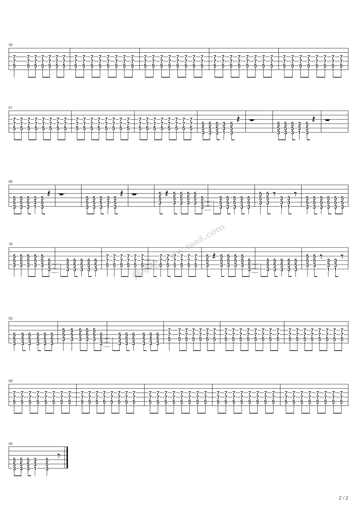 《Burnout》,Green Day（六线谱 调六线吉他谱-虫虫吉他谱免费下载