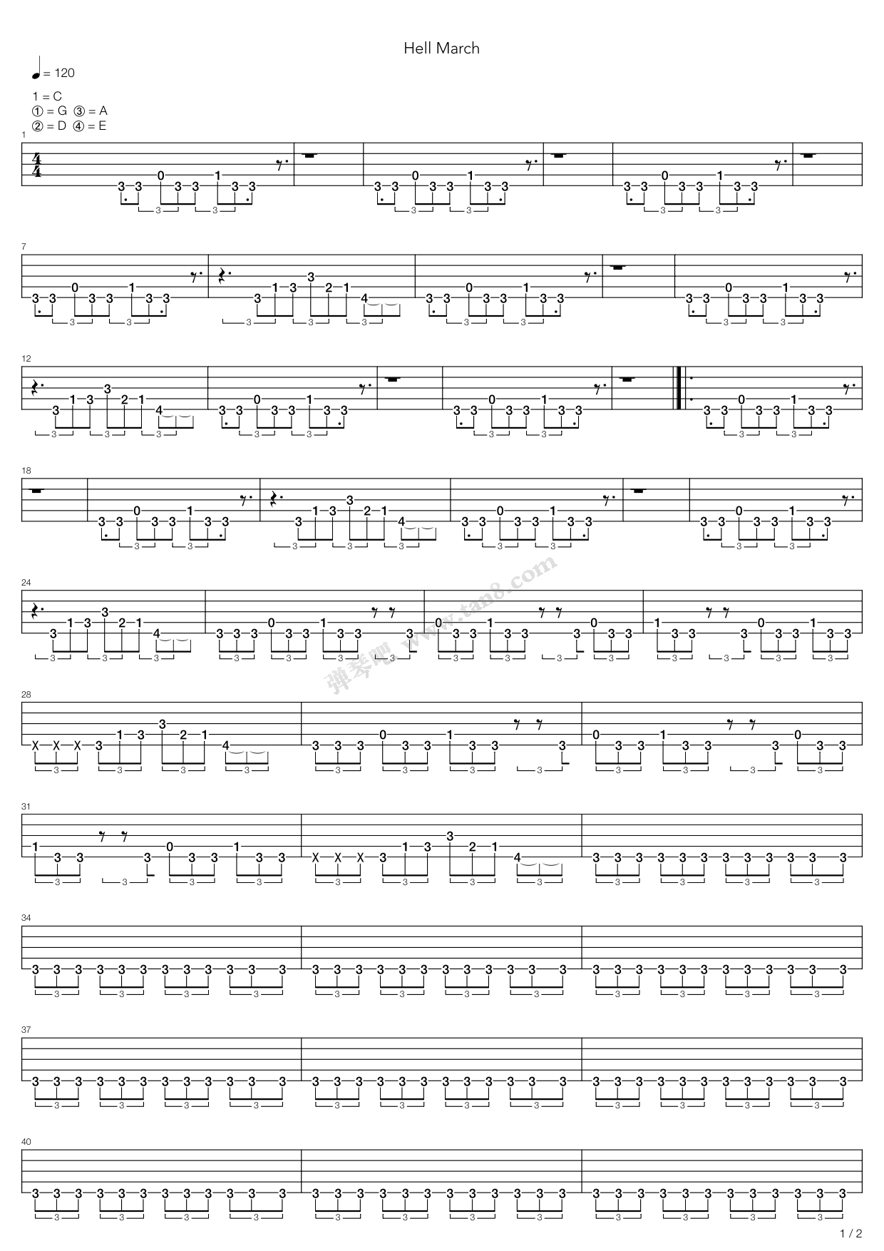 《动漫游戏-红色警戒Hell March》,Game（六线谱 调和弦TXT吉他谱-虫虫吉他谱免费下载