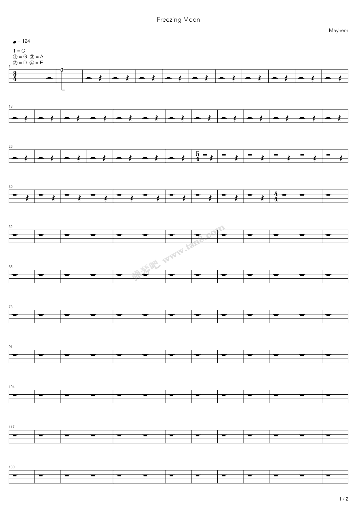《Freezing Moon》,Mayhem（ 调六线吉他谱-虫虫吉他谱免费下载