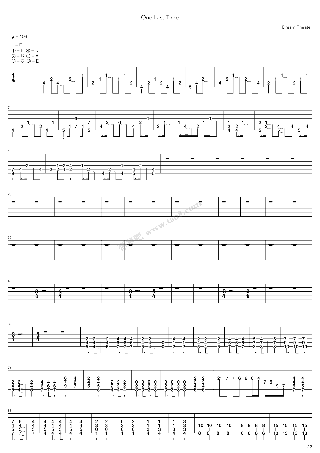 One Last Time 吉他谱-虫虫吉他谱免费下载