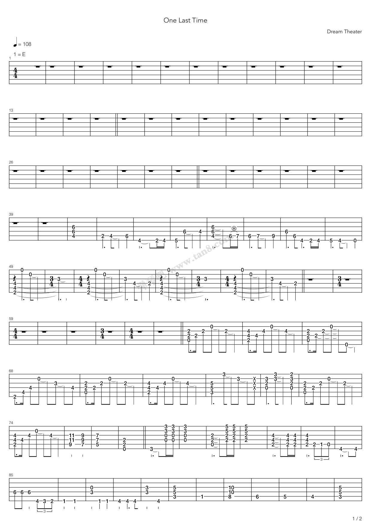onelasttime吉他谱,onelast吉他,amew吉他_大山谷图库