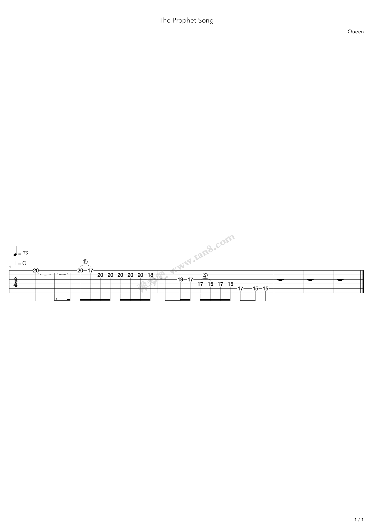 《The Prophet Song》,Queen（六线谱 调六线吉他谱-虫虫吉他谱免费下载