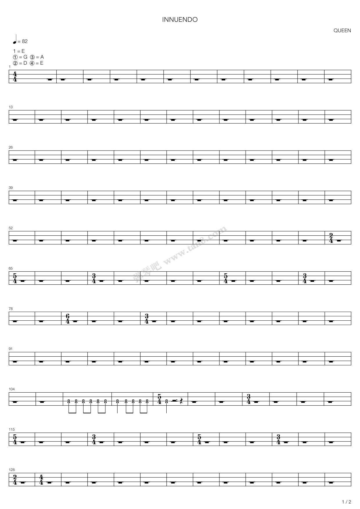 《Innuendo》,Queen（六线谱 调六线吉他谱-虫虫吉他谱免费下载