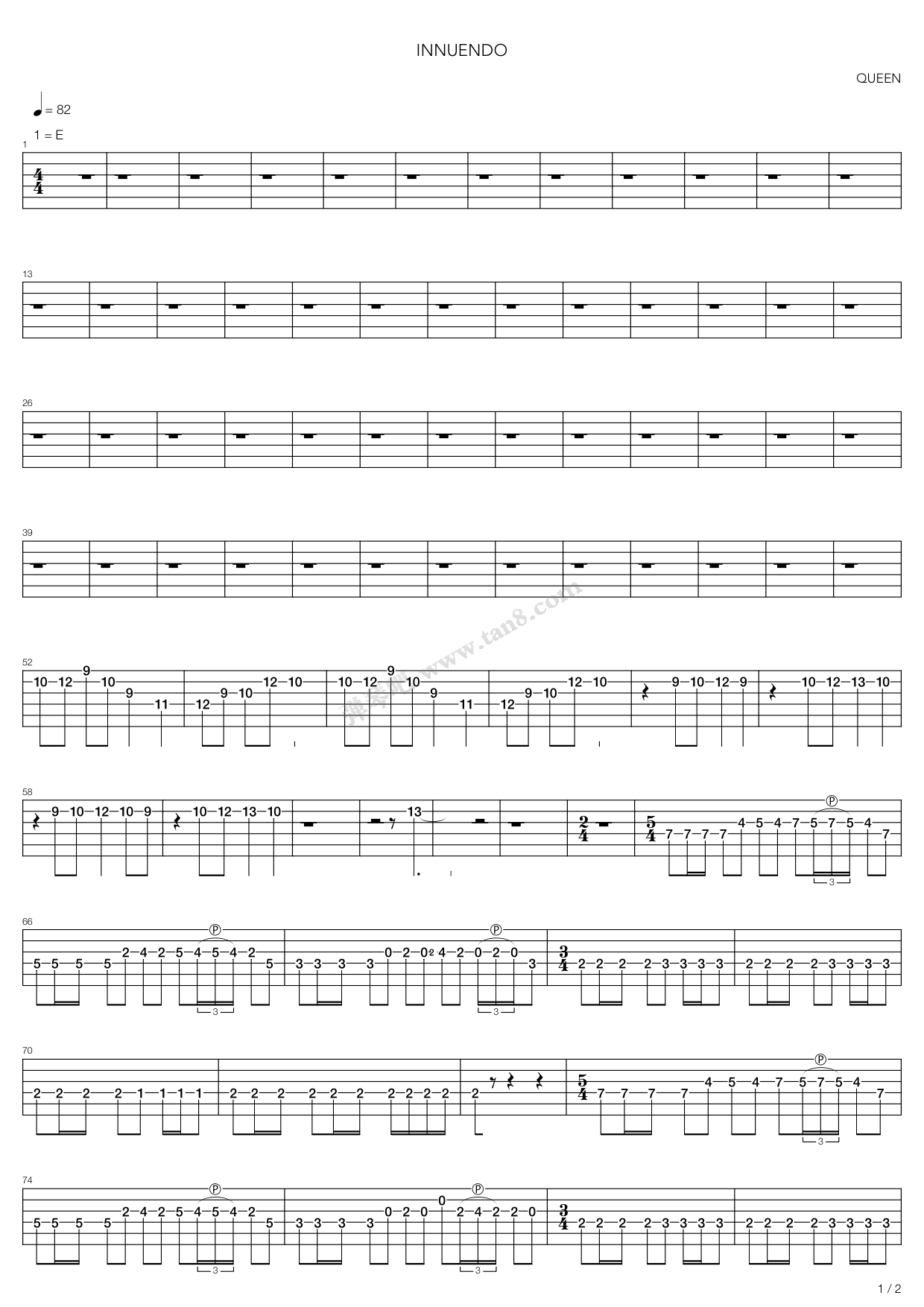 《Innuendo》,Queen（六线谱 调六线吉他谱-虫虫吉他谱免费下载