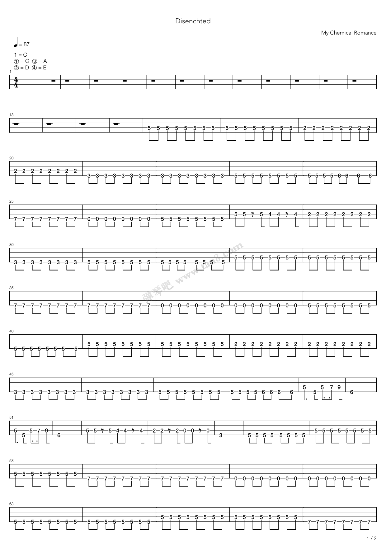 《Disenchanted》,My Chemical Romance（ 调六线吉他谱-虫虫吉他谱免费下载