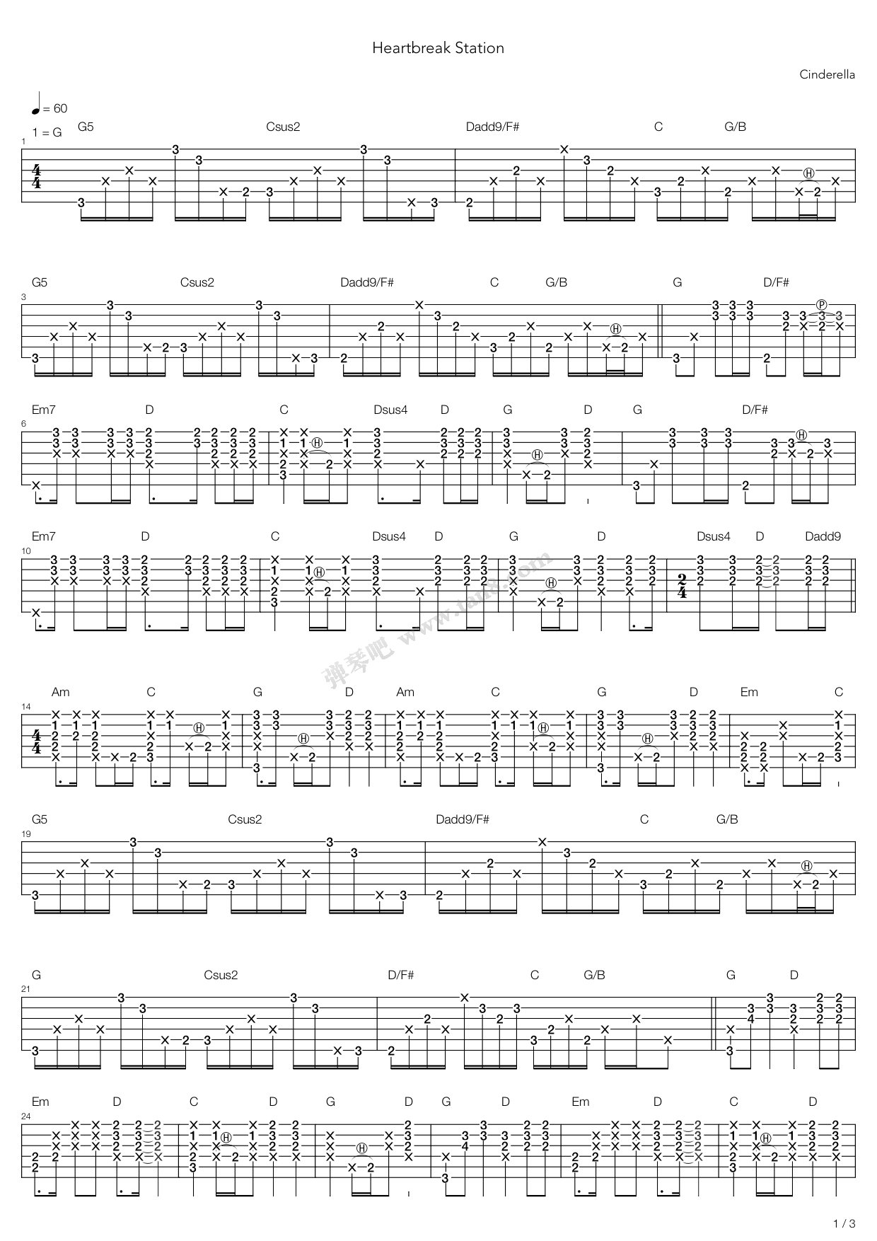 Heartbreak Station吉他谱-弹唱谱---虫虫吉他