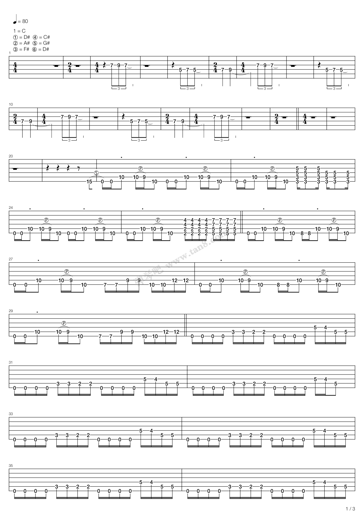 《No Reason》,Sum 41（六线谱 调六线吉他谱-虫虫吉他谱免费下载