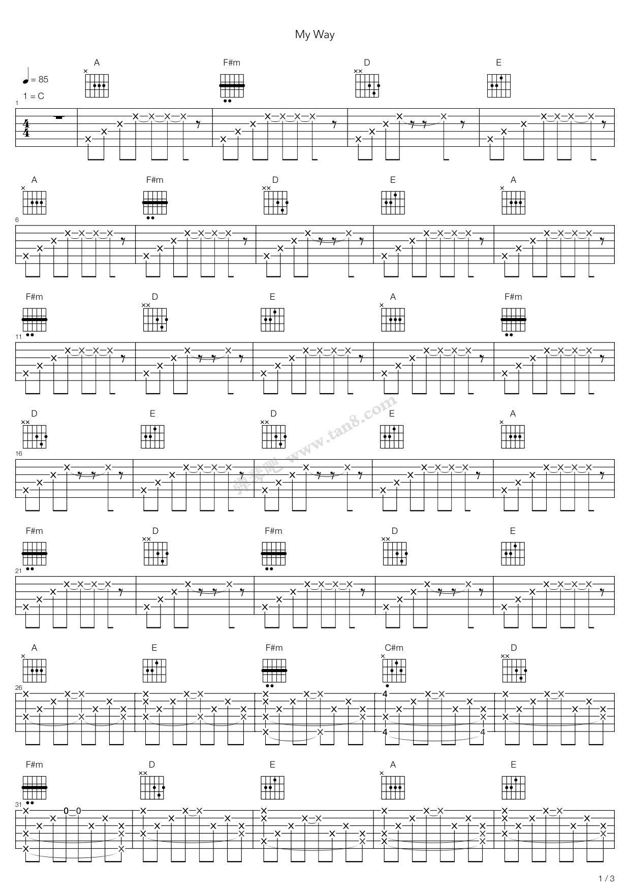 My Way 吉他谱-虫虫吉他谱免费下载