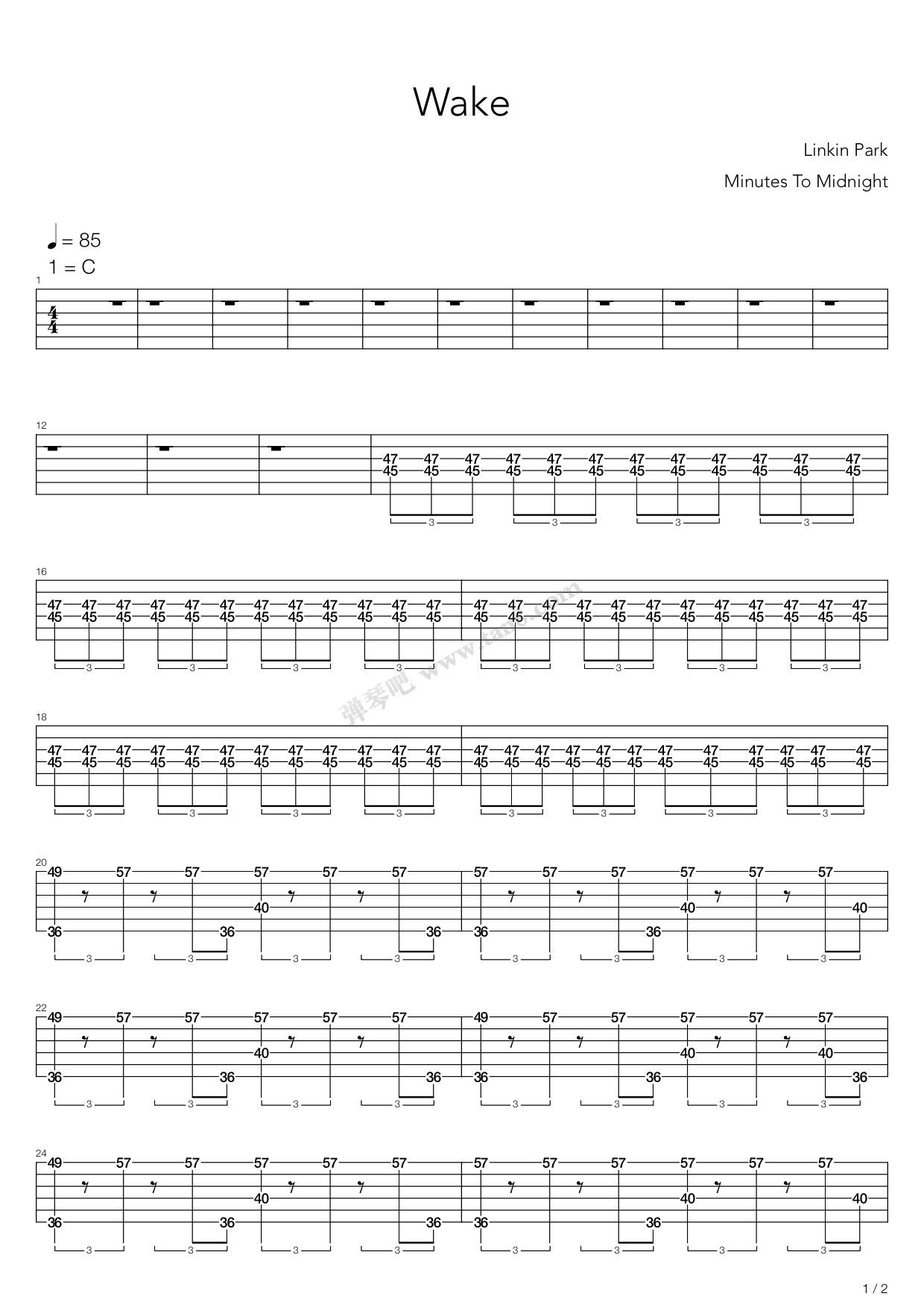 Wake 吉他谱-虫虫吉他谱免费下载