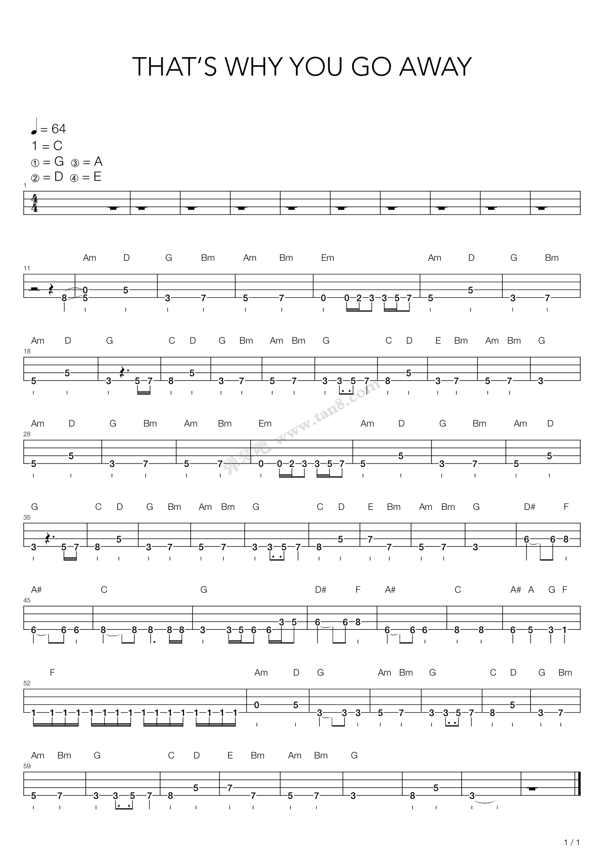 Thats Why You Go Away 吉他谱-虫虫吉他谱免费下载