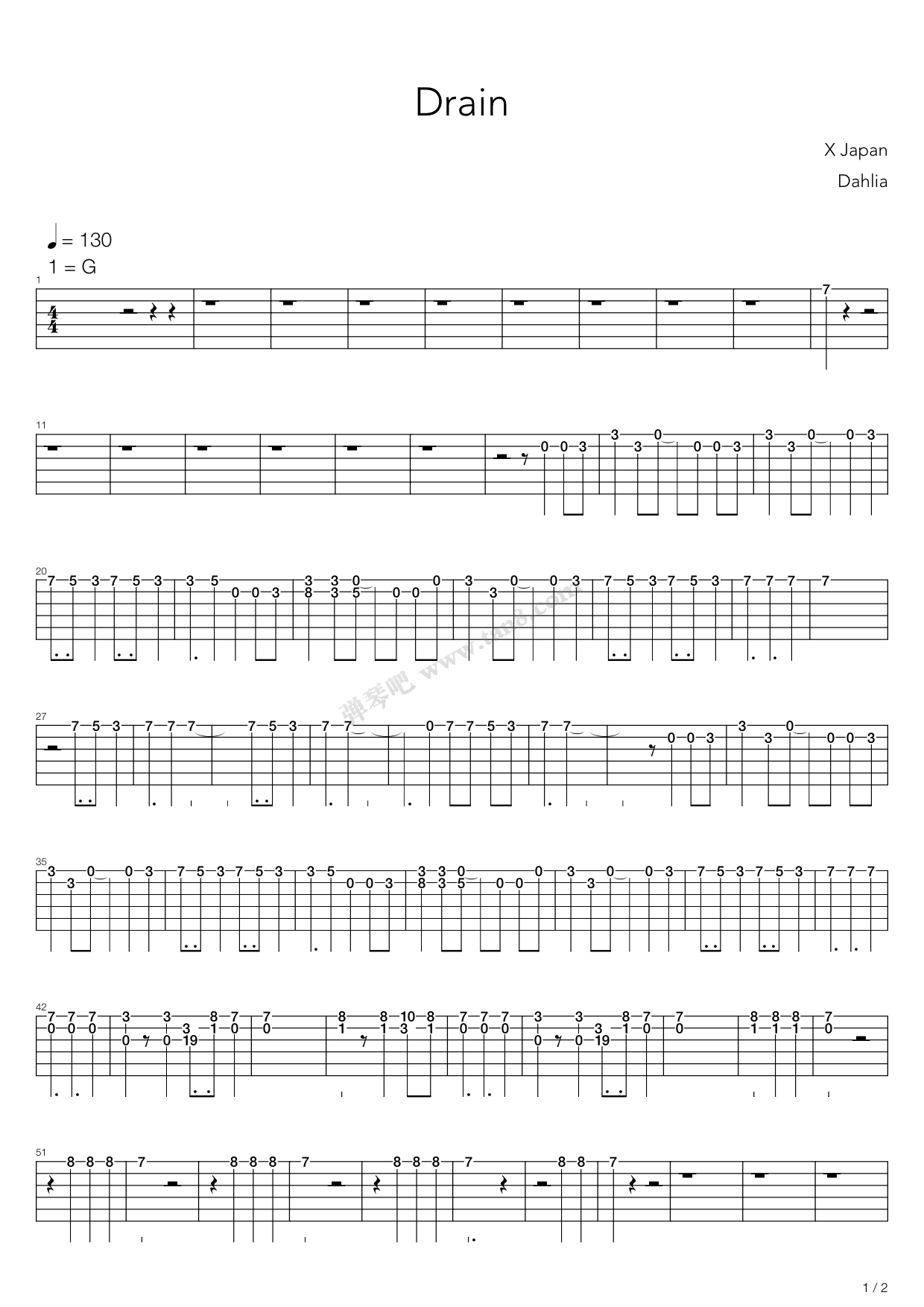 Drain 吉他谱-虫虫吉他谱免费下载