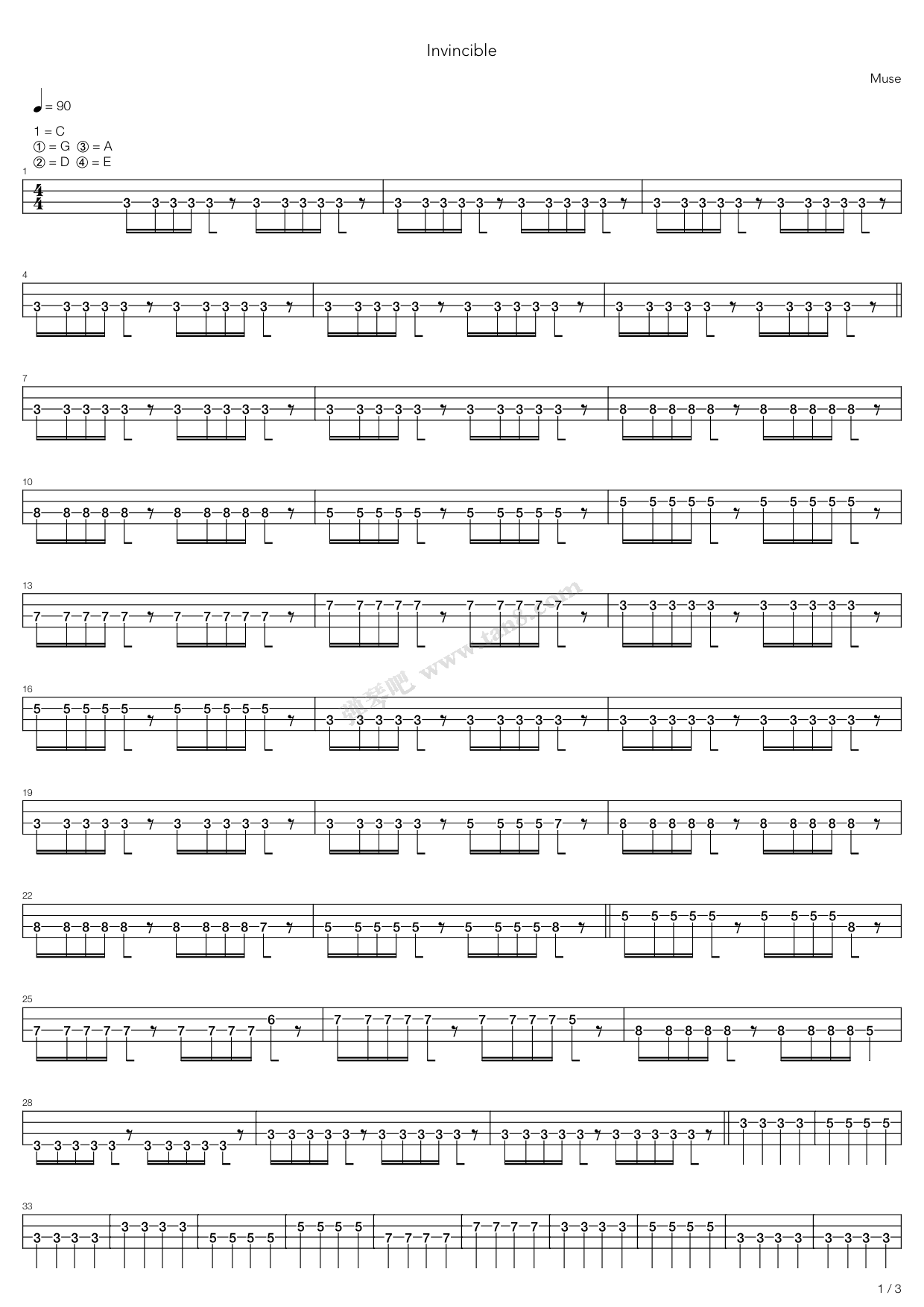 Invincible 吉他谱-虫虫吉他谱免费下载