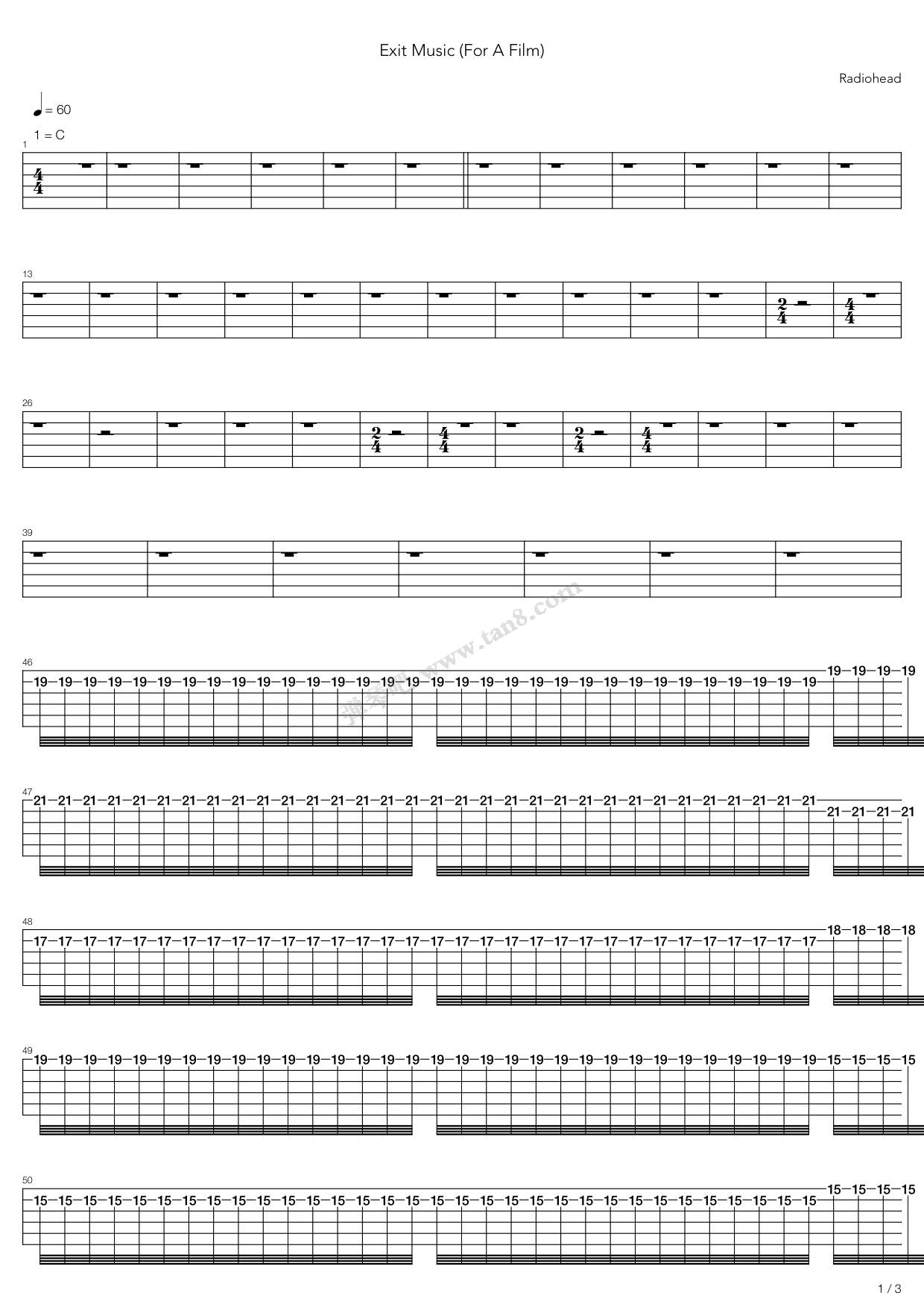 Exit Music For A Film 吉他谱-虫虫吉他谱免费下载