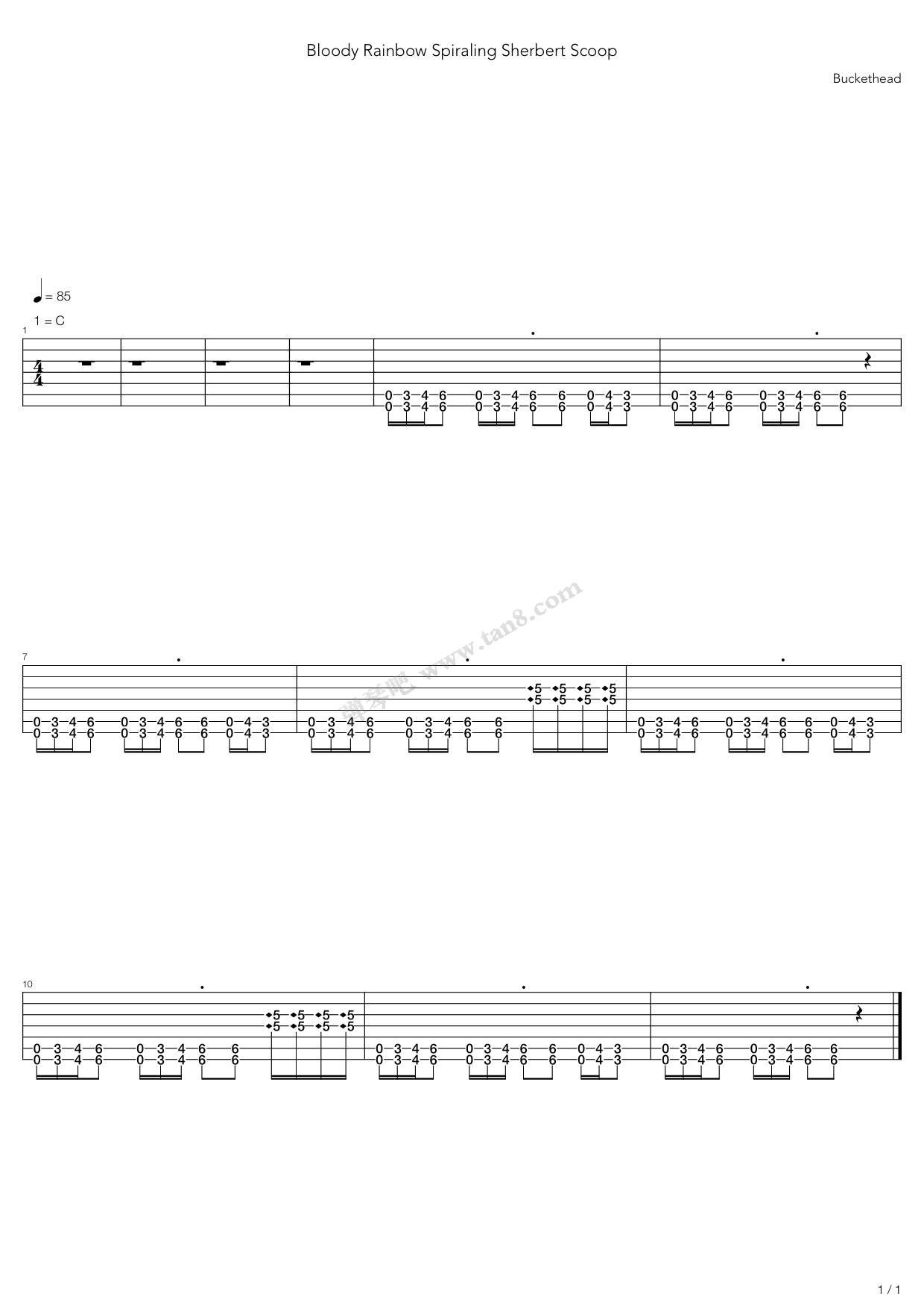 《Bloody Rainbow Spiraling Sherbert Scoop》,Buckethead（六线谱 调六线吉他谱-虫虫吉他谱免费下载
