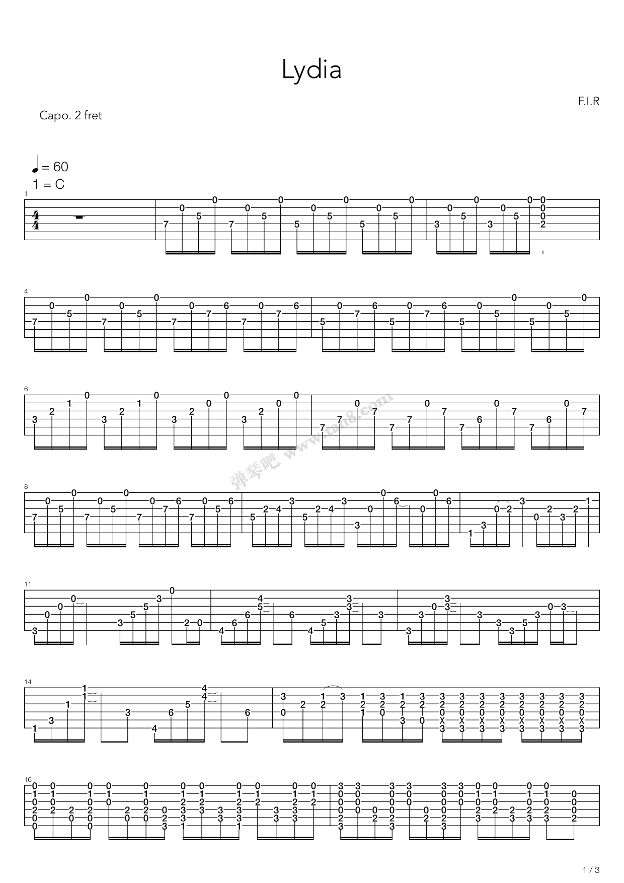Lydia 吉他谱-虫虫吉他谱免费下载